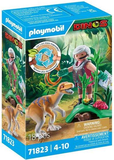 Playmobil Dinos 71823 pas cher, Vélociraptor et explorateur avec lasso