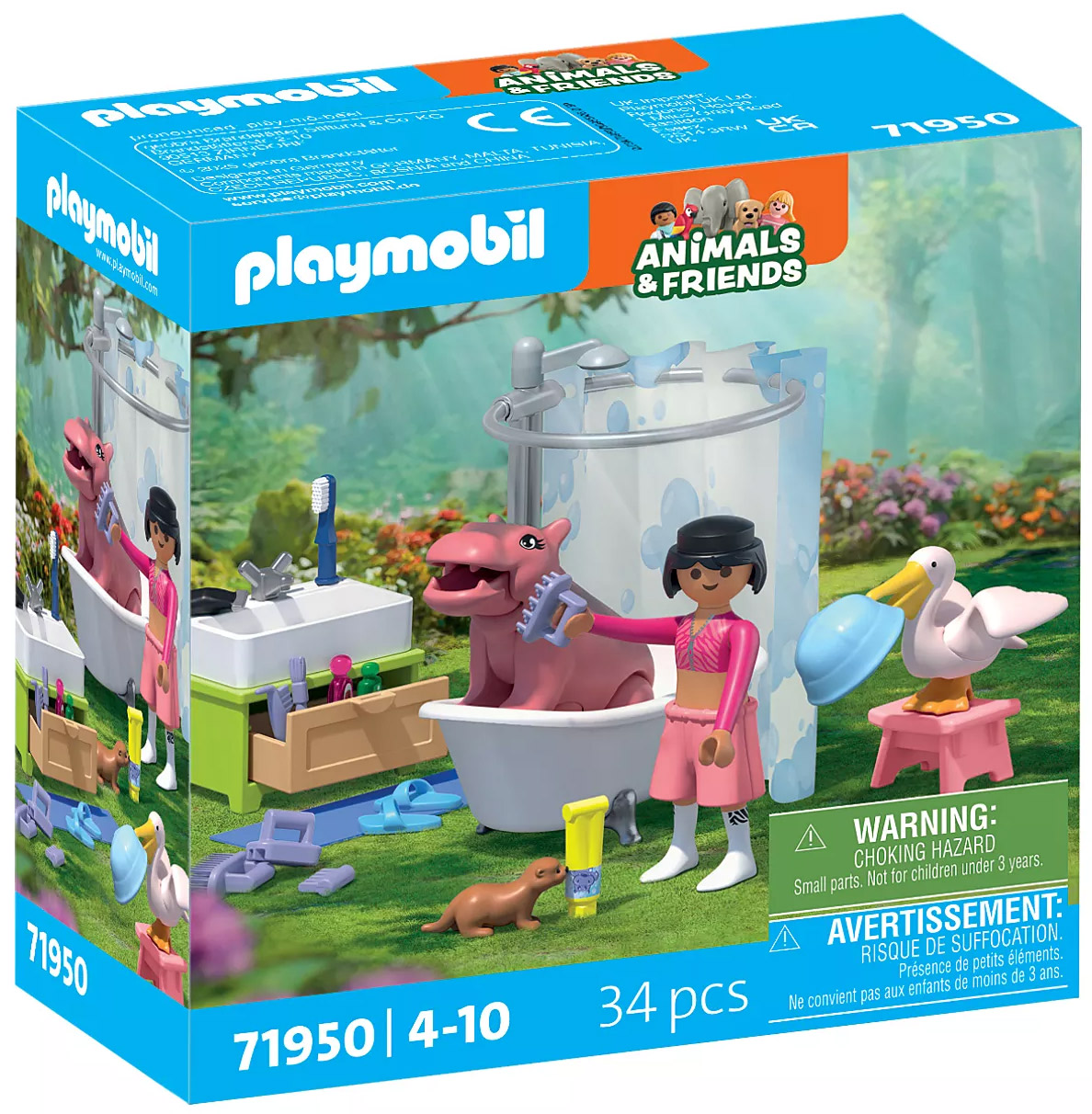 Playmobil Animaux et amis 71950 pas cher, L'heure du bain des animaux