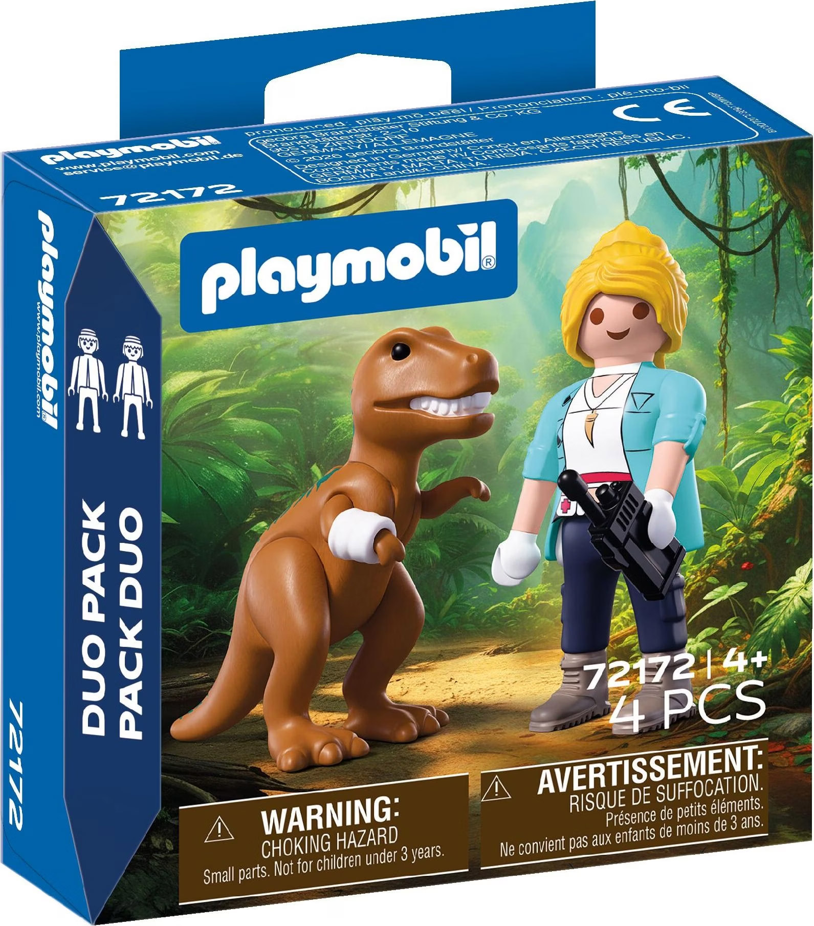 Playmobil Dinos 72172 pas cher, T-Rex avec chercheuse - Duo Pack